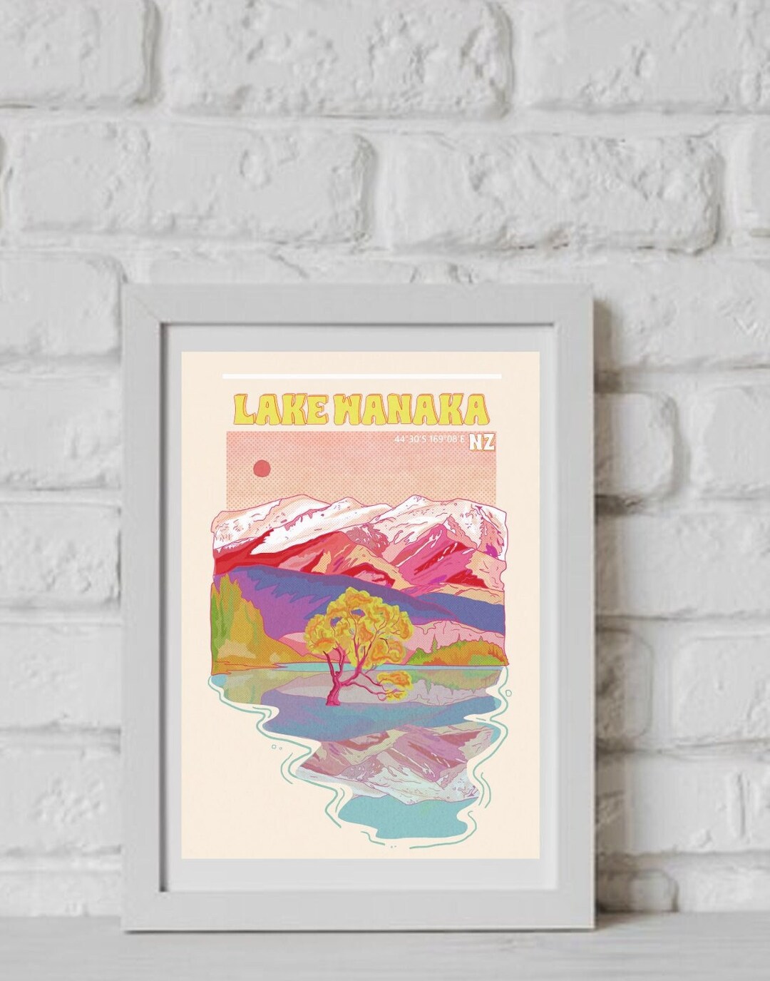 Lake Wanaka Tree NZ- Print Illustraion Poster. Queenstown/mountain ...