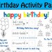 Happy Birthday Math Puzzles Activity Sheet Party Table Placemat ...