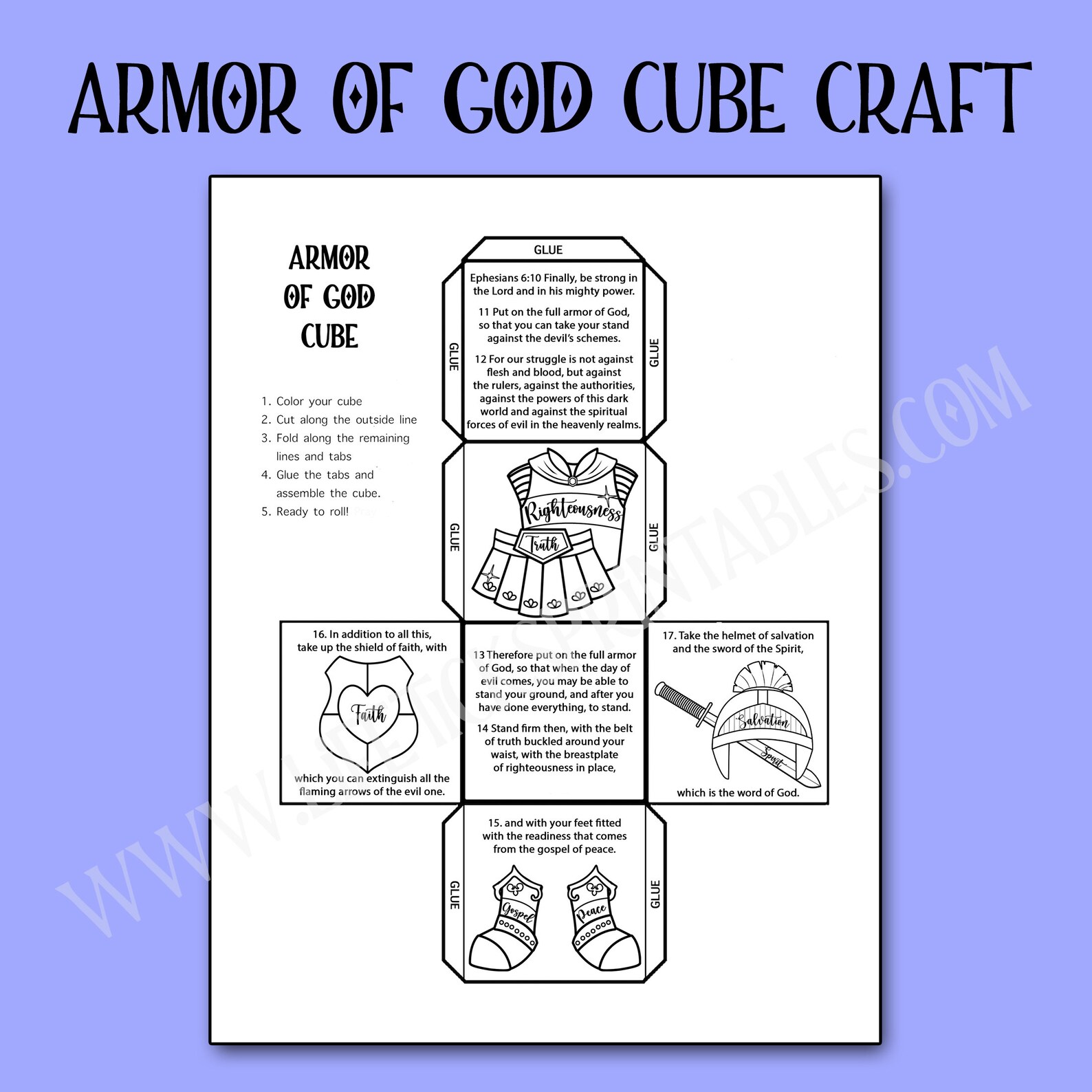 Armor of God Cube | Ephesians 6 Bible Craft | Memory Verse Activity ...