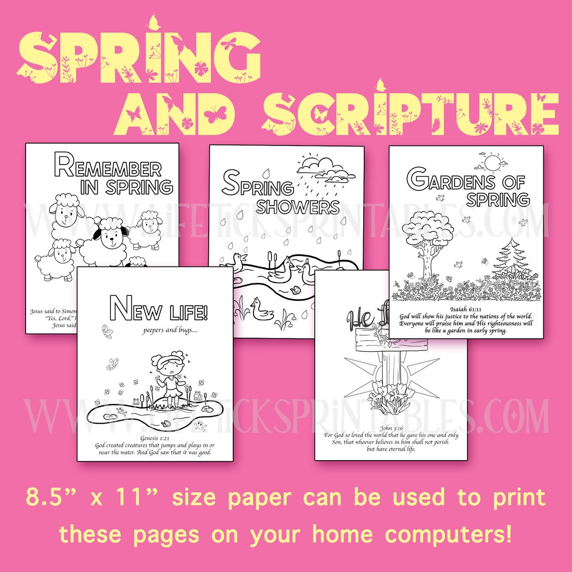 5 Spring Coloring Pages Coloring Sheets With Bible Memory Verses ...