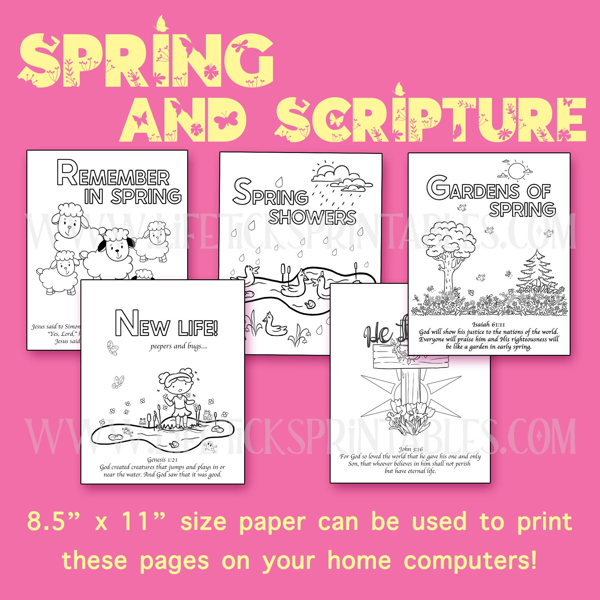 5 Spring Coloring Pages Coloring Sheets With Bible Memory Verses ...
