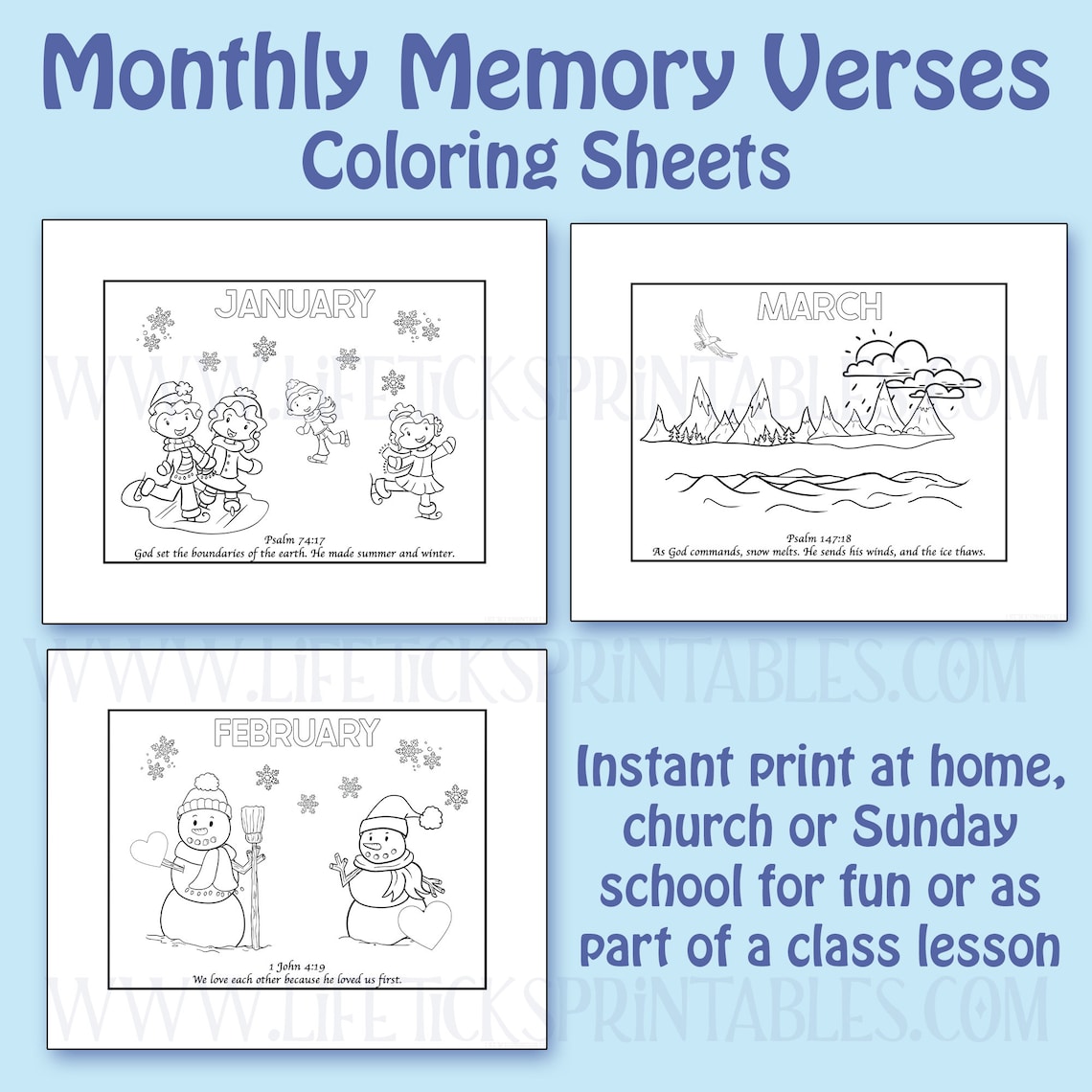 Monthly Memory Verse Coloring Pages Color the Bible Verse - Etsy