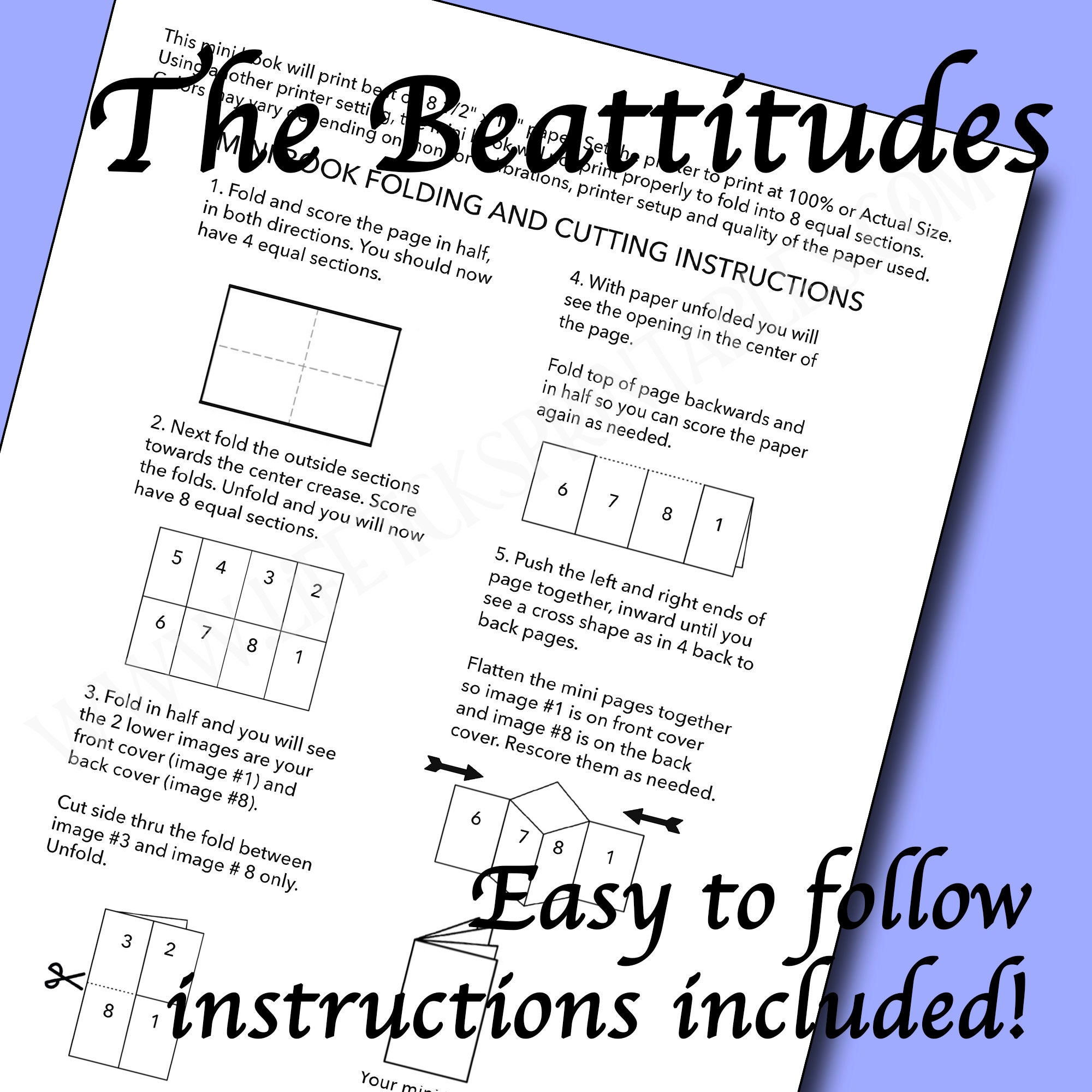 The Beatitudes Mini Coloring Book | Mini Zine | Matthew 5:1-12 Bible ...