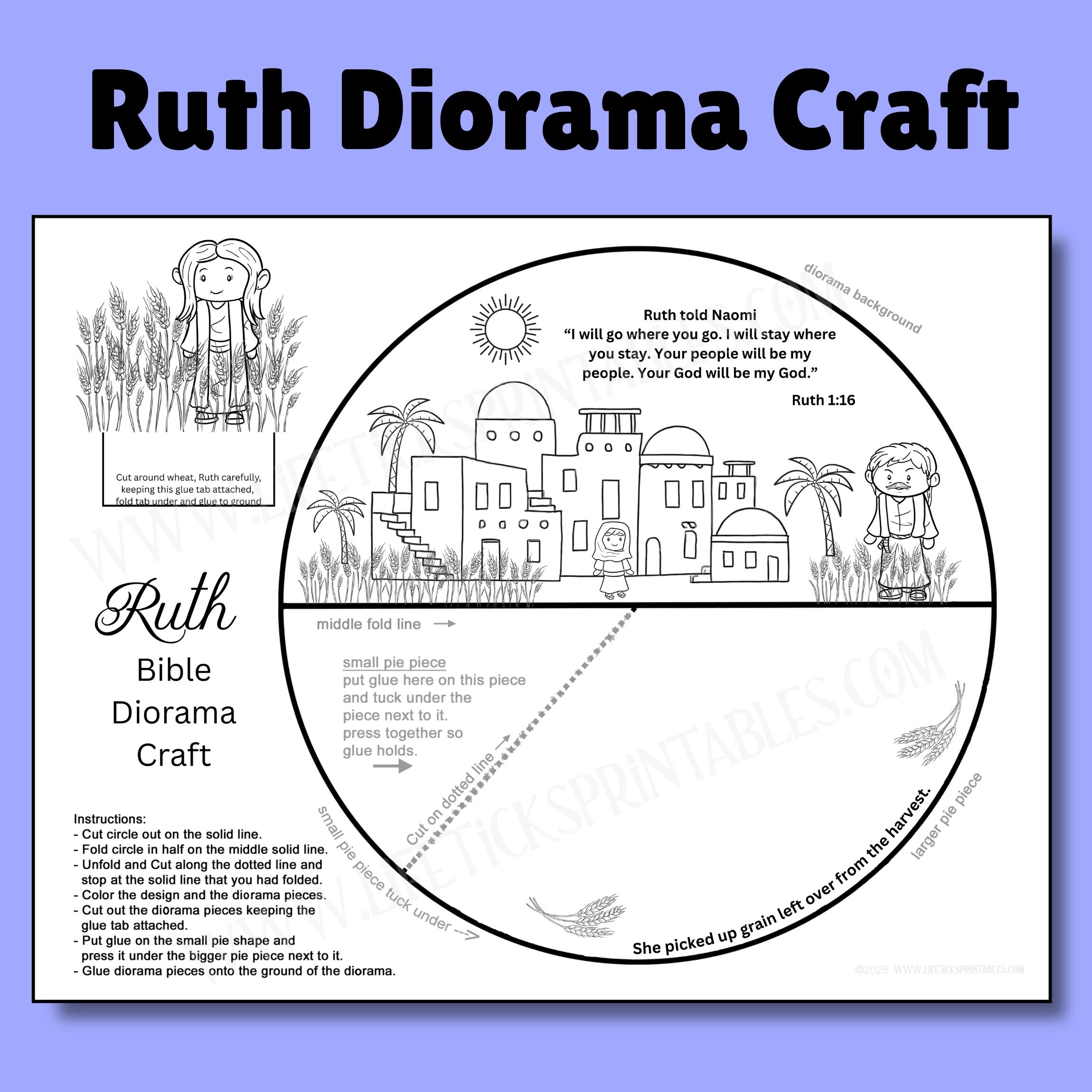 Ruth Diorama Craft: Bible Memory Verse Coloring Activity (PDF Download ...