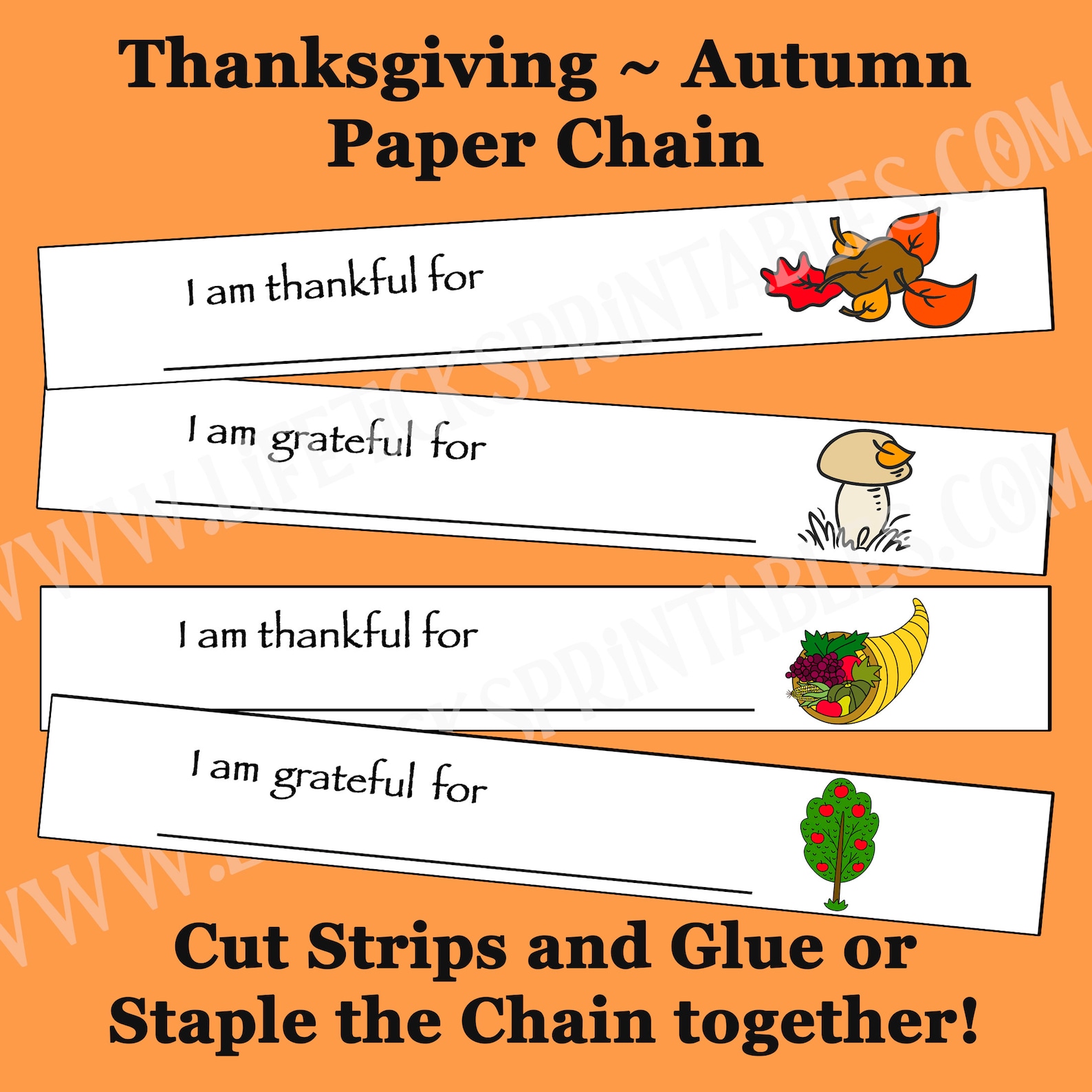 Autumn Thanksgiving Paper Chain Craft: Gratefulness Activity & Holiday ...