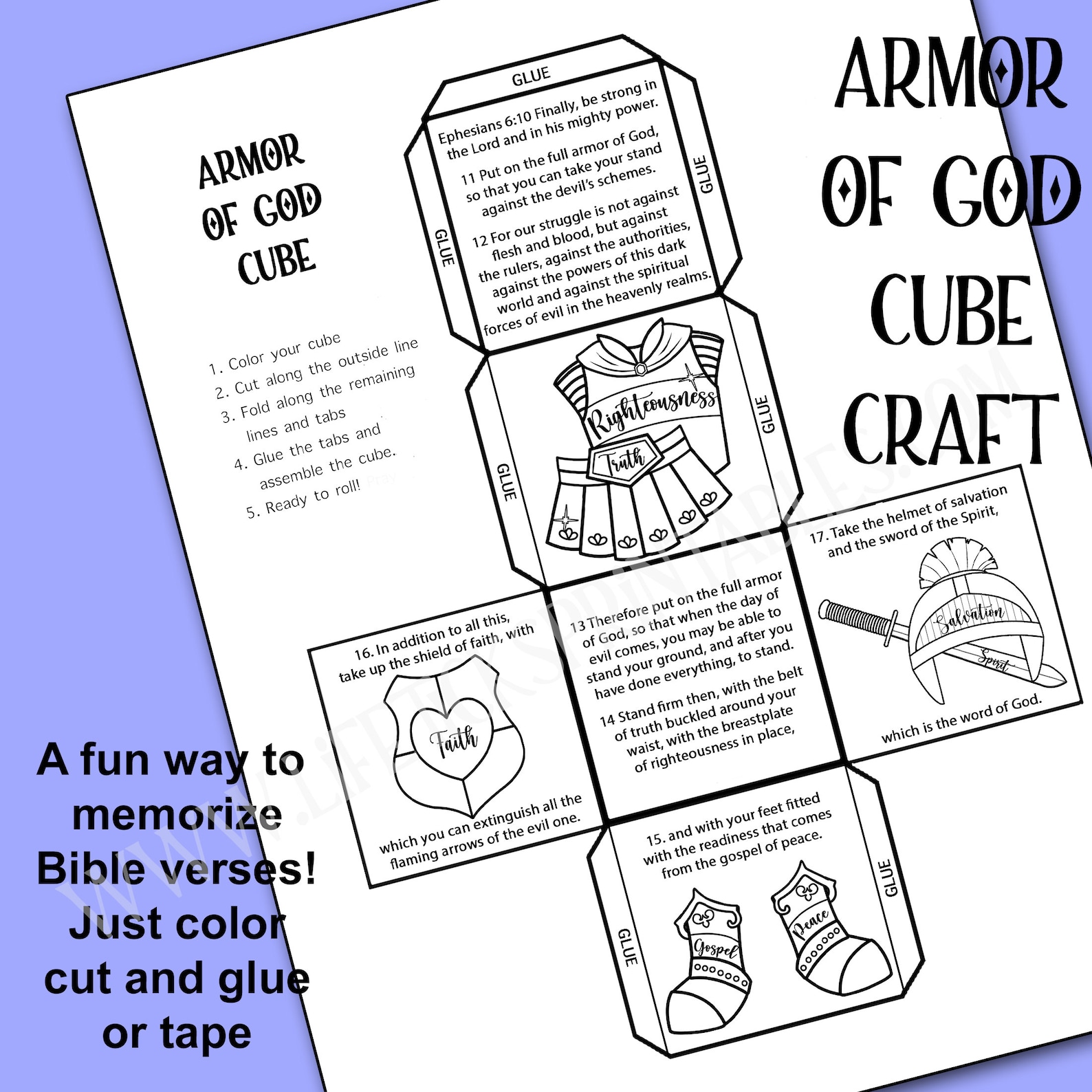 Armor of God Cube | Ephesians 6 Bible Craft | Memory Verse Activity ...