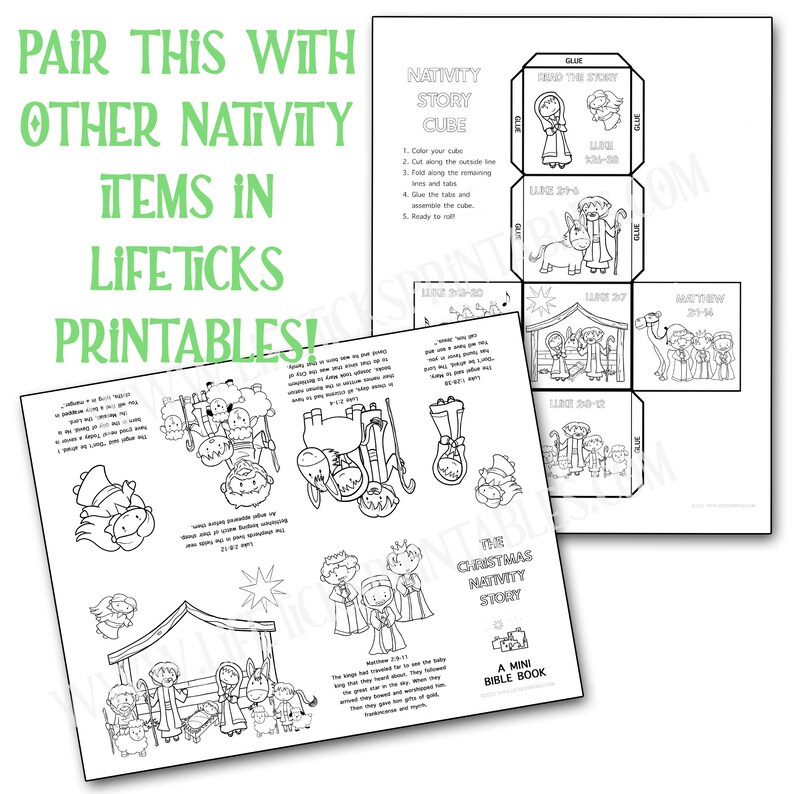 Christmas Nativity Story Coloring Cube Craft: Bible Verse Activity (PDF ...