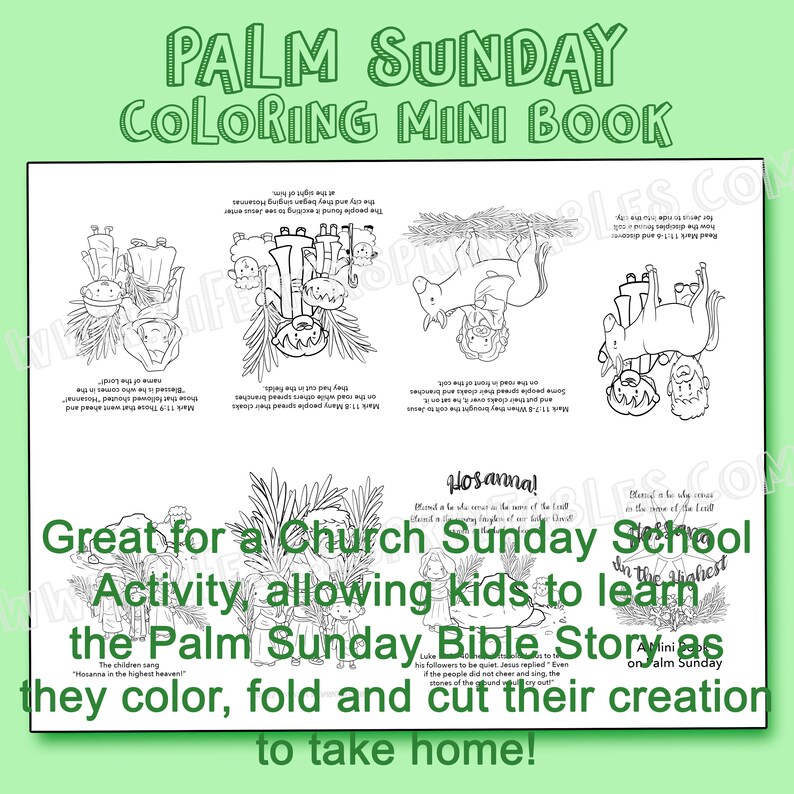 Palm Sunday Mini Coloring Book for Holy Week Sunday School | Mini Zine ...