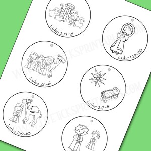 Christmas Story Coloring Tree Ornaments | Nativity Bible Verse ...