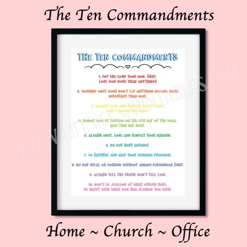 Ten Commandments Bulletin Board & Wall Art: Exodus 20 Printable ...