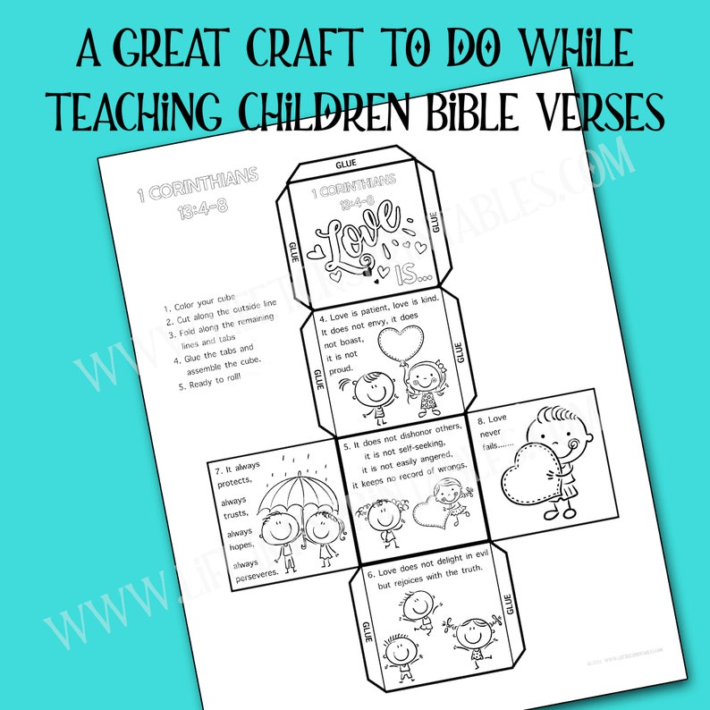 1 Corinthians 13:4-8 Cube Craft | Bible Love Verses | for Children of ...