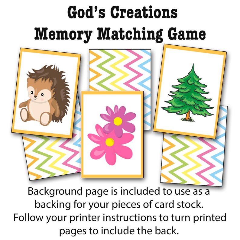 God's Creations Memory Matching Game: Printable With Instructions (PDF ...