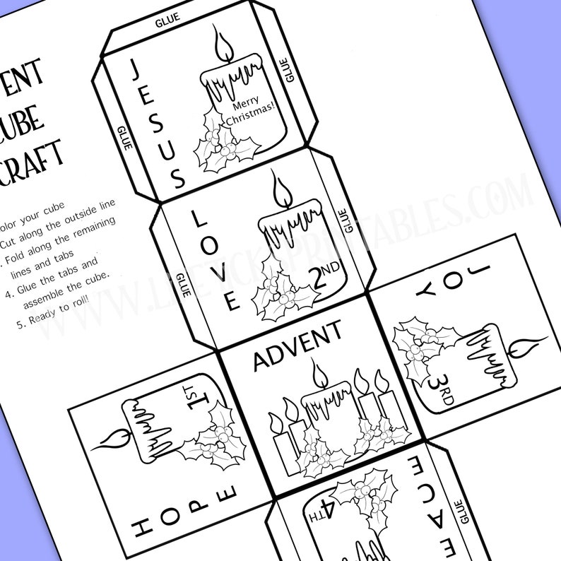 Advent Sunday Candle Coloring Cube Craft: Christmas Season Coloring ...