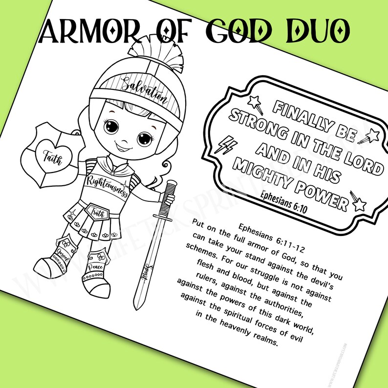 Armor of God Coloring Activity: Ephesians 6, Sunday School (digital ...