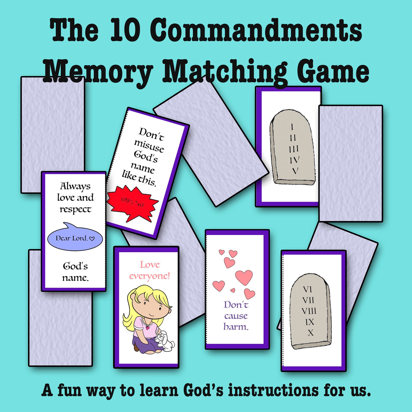 Moses, Exodus and the 10 Commandments Memory Matching Game (PDF ...