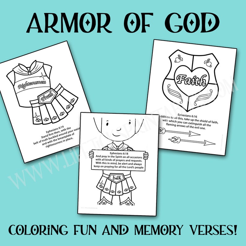 Armor of God Coloring Pages: Ephesians 6 Bible Activity (PDF) - Etsy