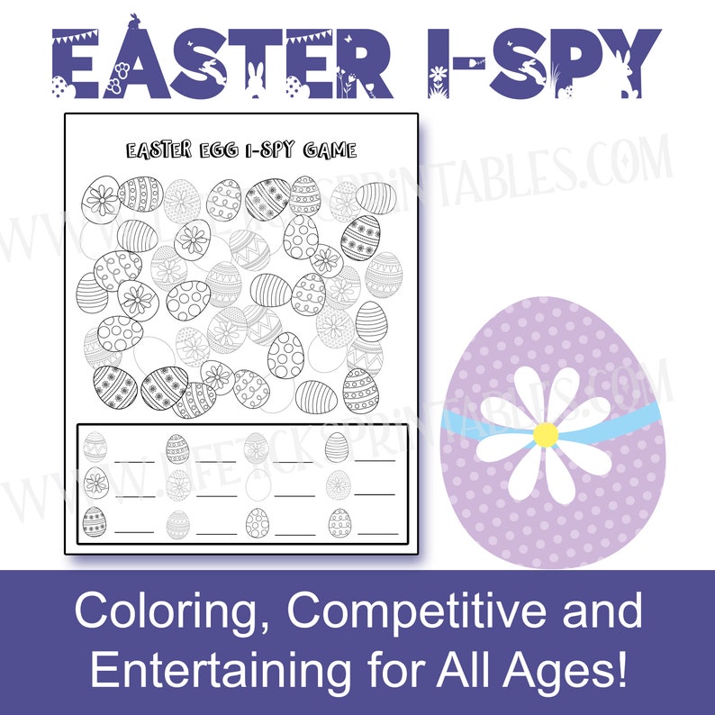Easter Coloring I-SPY Instant Printable Pages | Fun for All Ages | Cute ...
