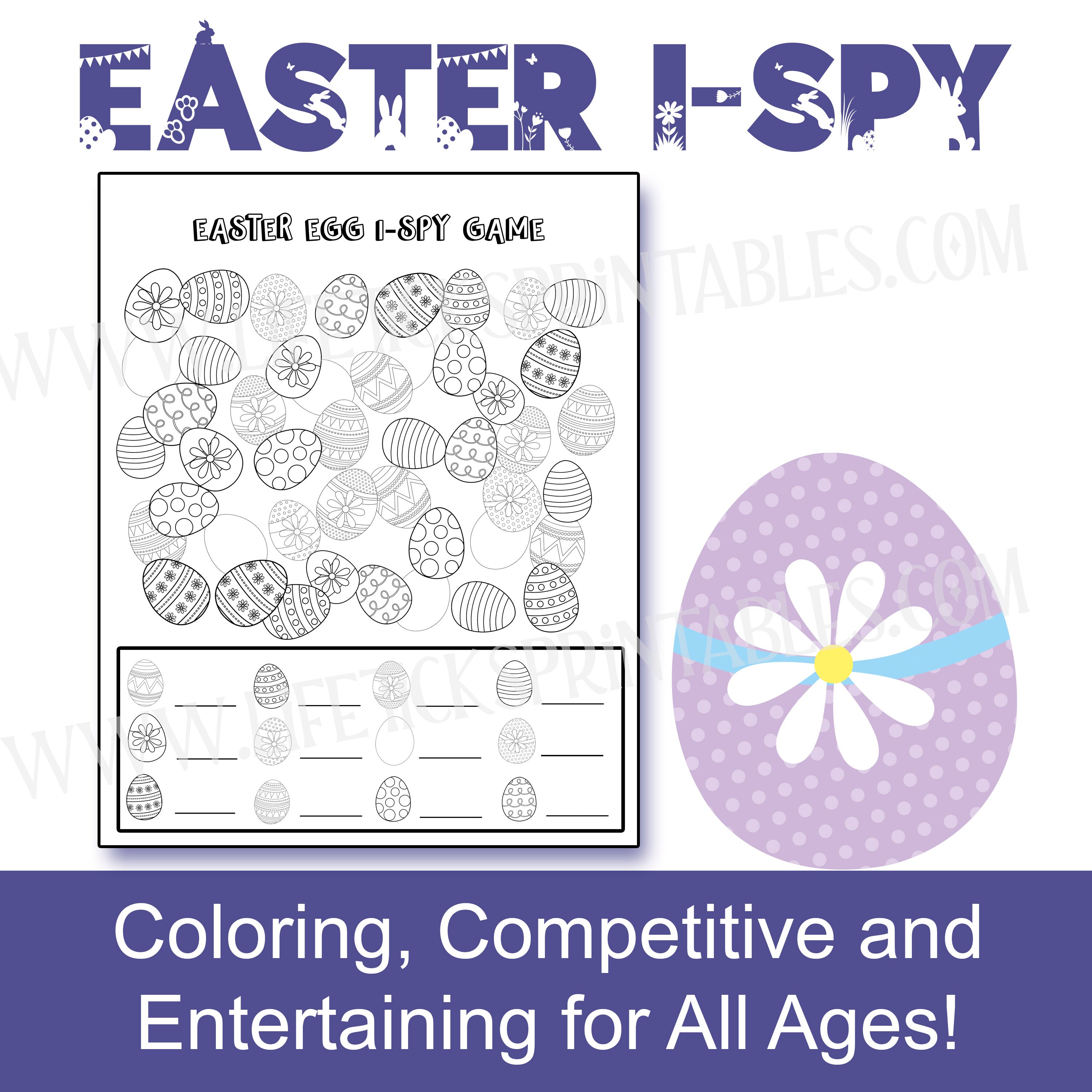 Easter Coloring I-SPY Instant Printable Pages Fun for All Ages Cute ...