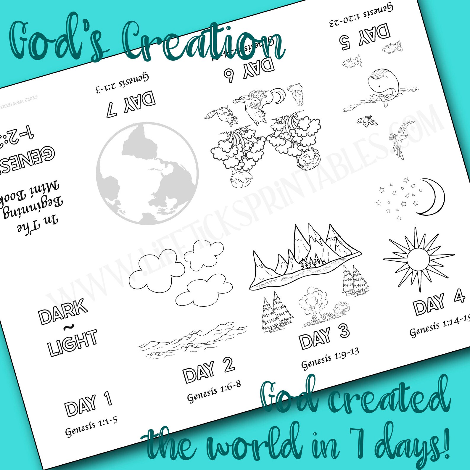 God's Creation Mini Coloring Book--mini Zine | Genesis Creation Story ...