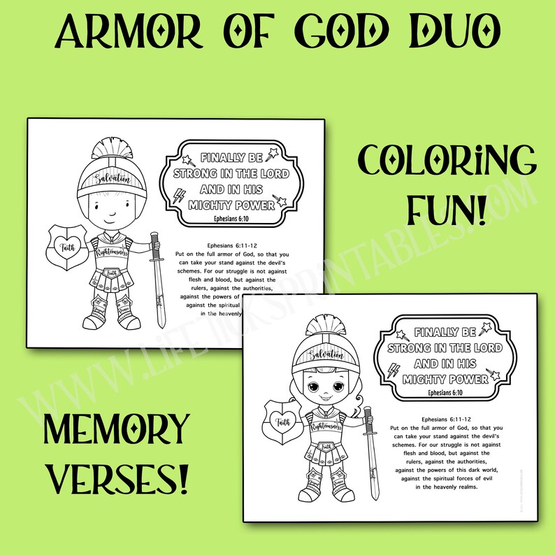 Armor of God Coloring Activity: Ephesians 6, Sunday School (digital ...