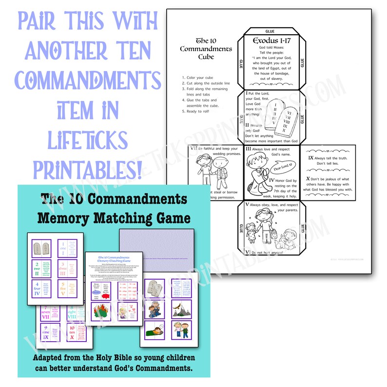 10 Commandments Cube Coloring Craft | Learning Activity | Home, Church ...