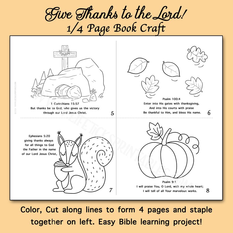 Give Thanks to the Lord Small Coloring Book Craft: Bible Memory Verse ...