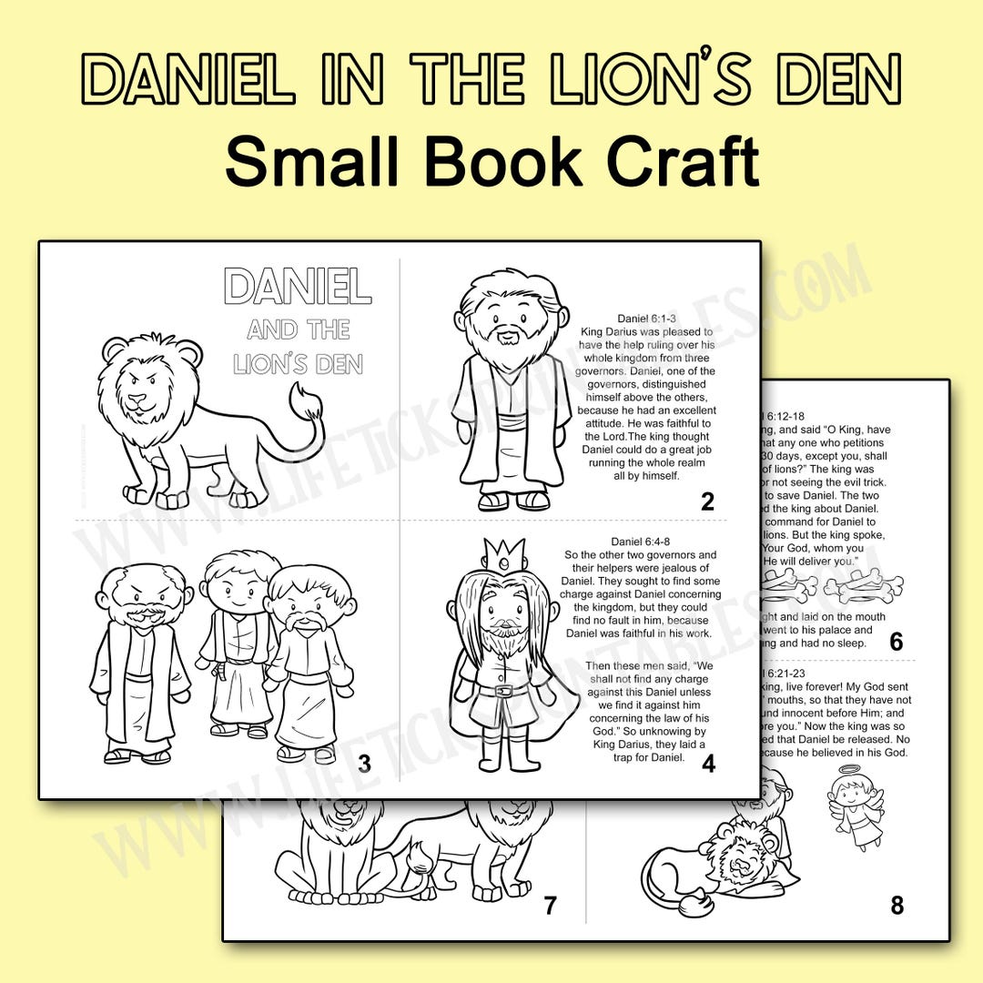 Daniel & the Lion's Den Small Book Craft | Bible Story Coloring ...