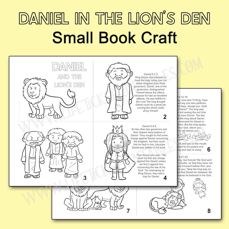 Daniel & the Lion's Den Small Book Craft | Bible Story Coloring ...