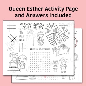 Queen Esther Bible Story Activity: Coloring Page, Word Search, Maze ...