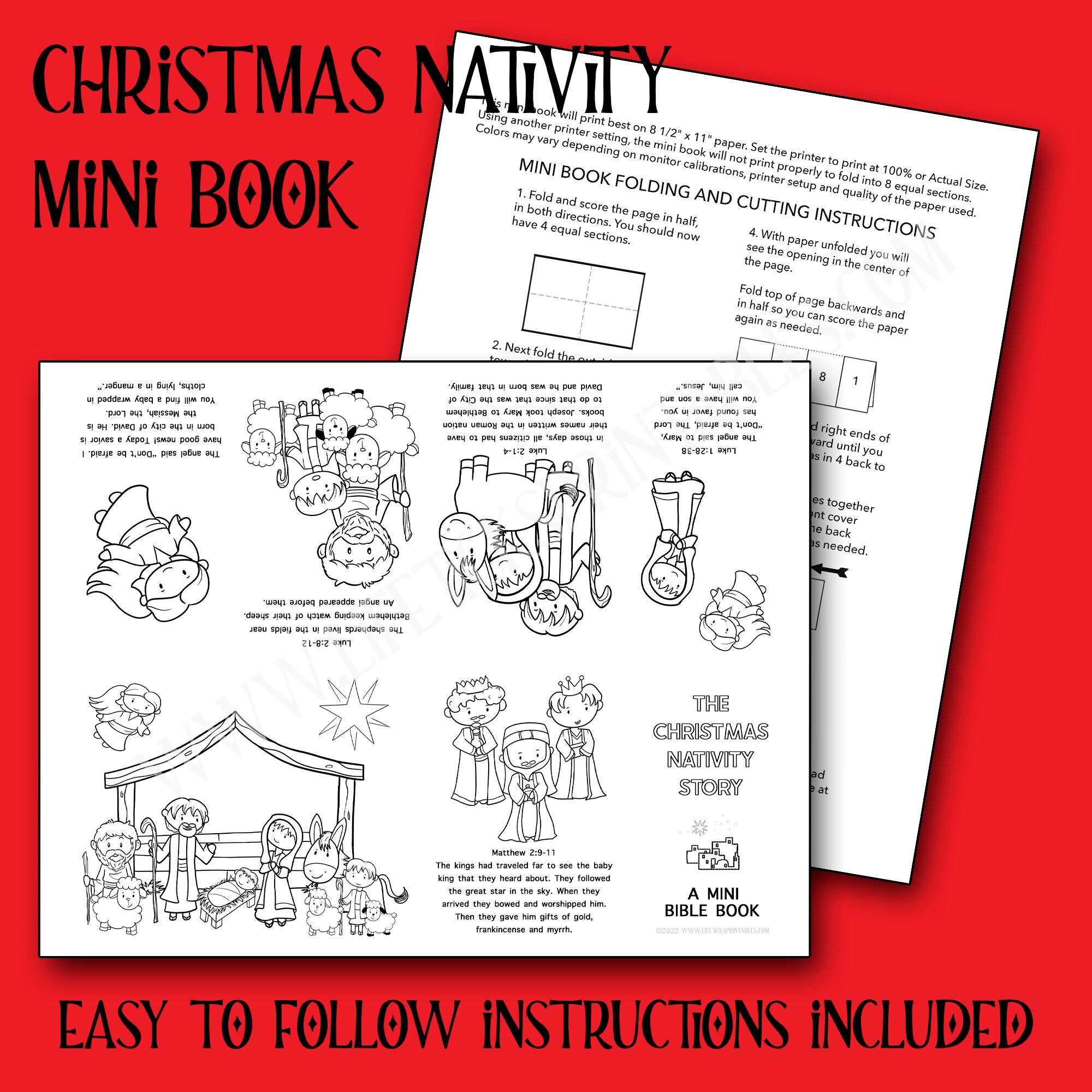 Christmas Nativity Story Mini Coloring Book (PDF Download) - Etsy