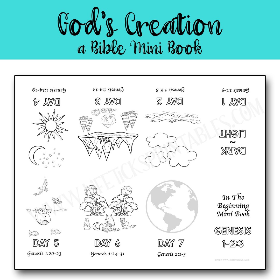 God's Creation Mini Coloring Book--mini Zine | Genesis Creation Story ...