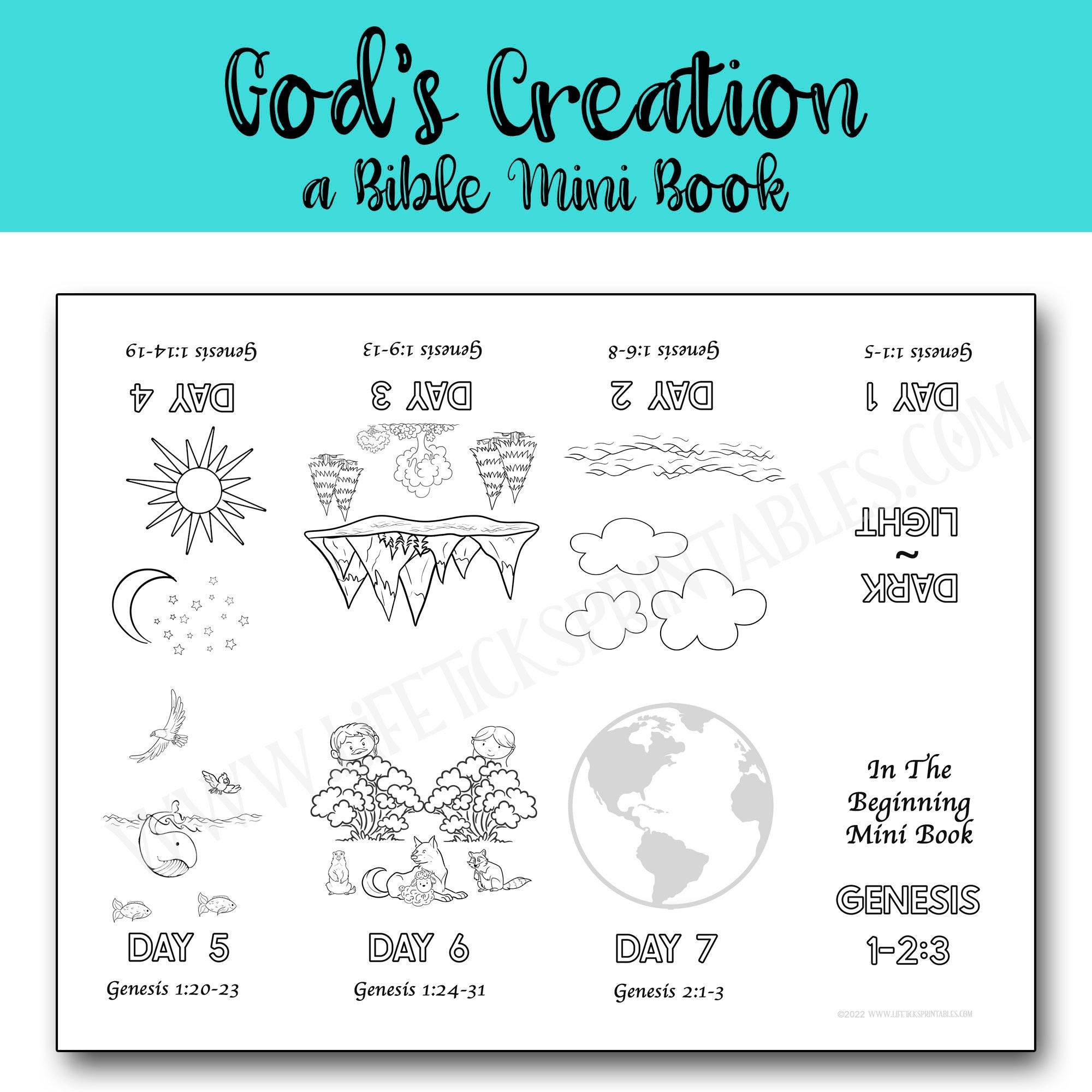 God's Creation Mini Coloring Book--mini Zine | Genesis Creation Story ...