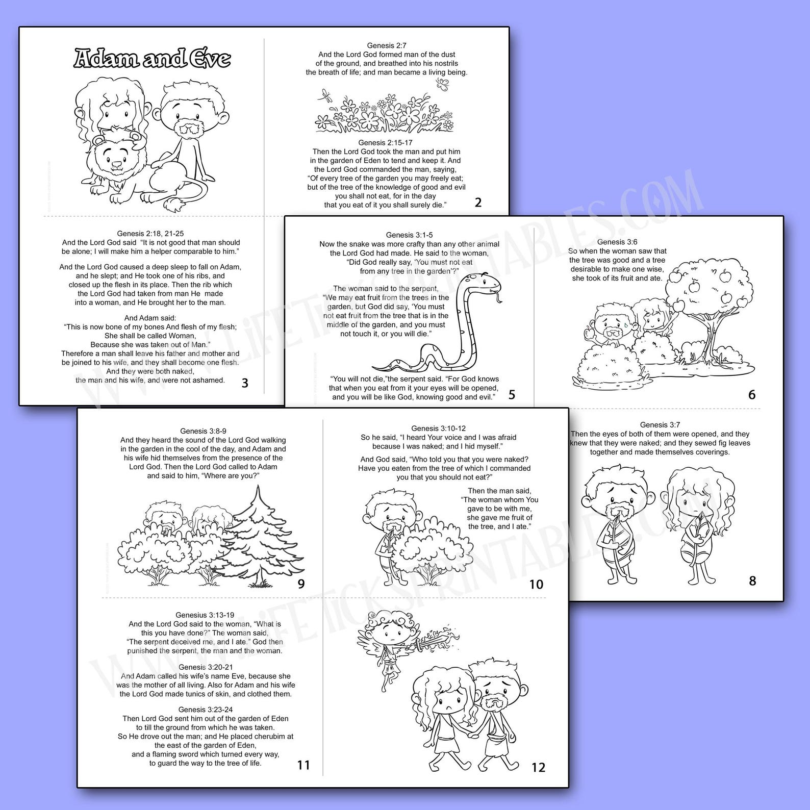 Adam & Eve Bible Story Activity: Genesis Small Coloring Book Craft (PDF ...