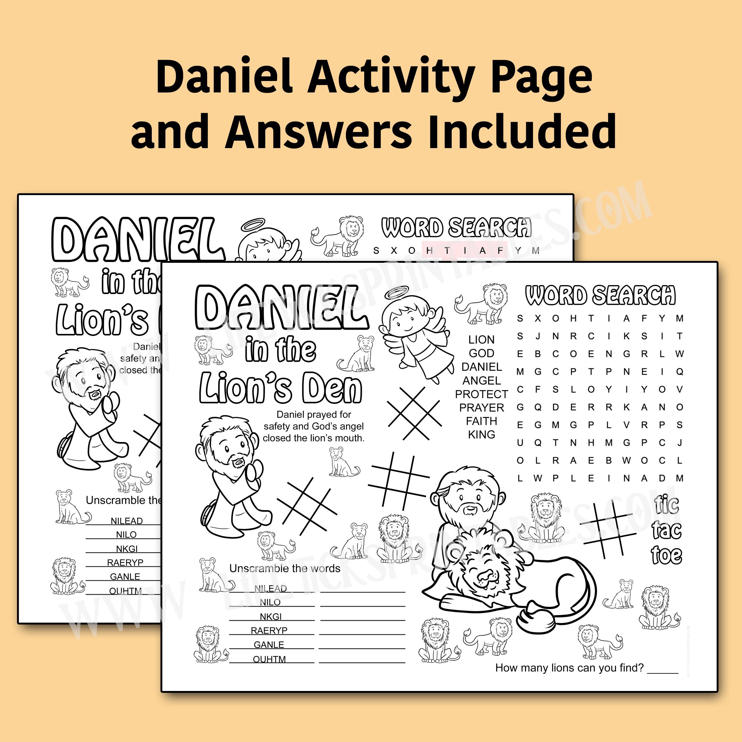 Daniel in the Lion's Den Activity Page: Bible Story Coloring, Maze ...