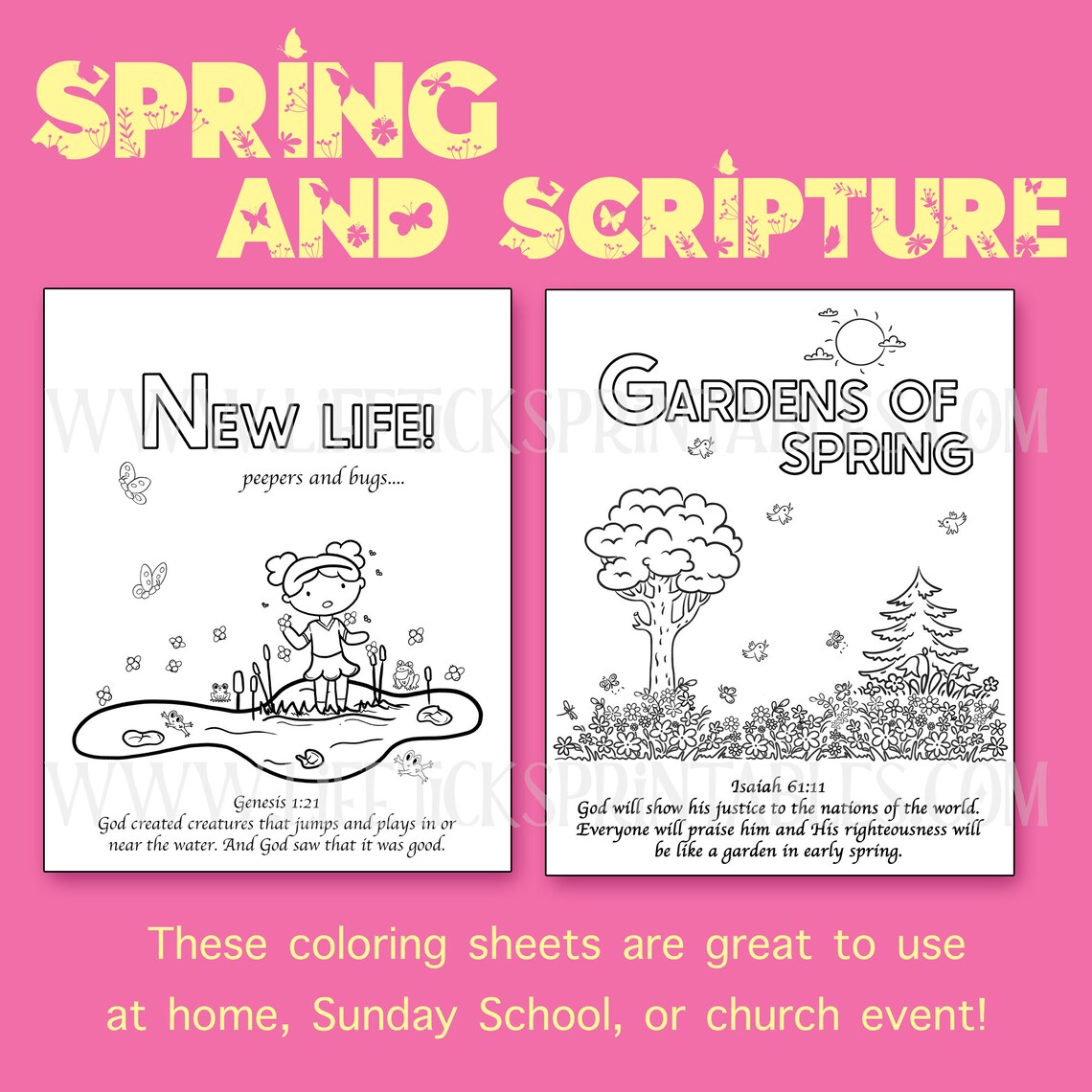 5 Spring Coloring Pages Coloring Sheets With Bible Memory Verses ...