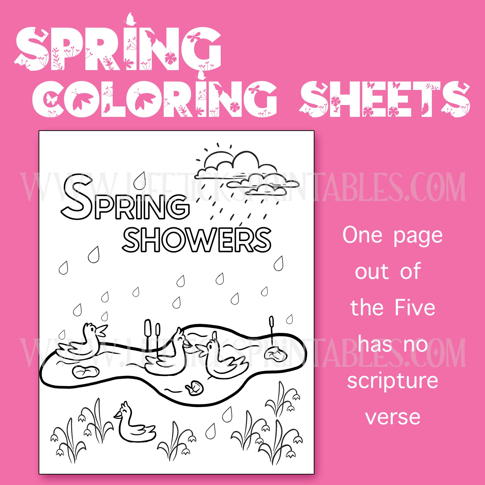5 Spring Coloring Pages Coloring Sheets With Bible Memory Verses ...
