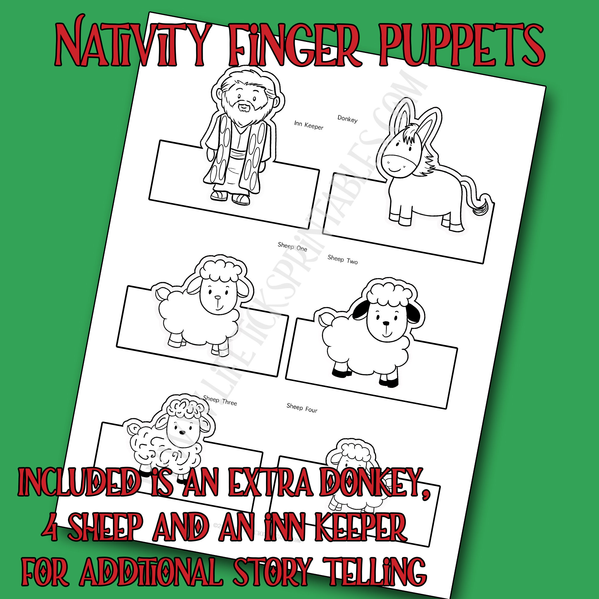 The Christmas Nativity Story Finger Puppets and Narration Coloring ...