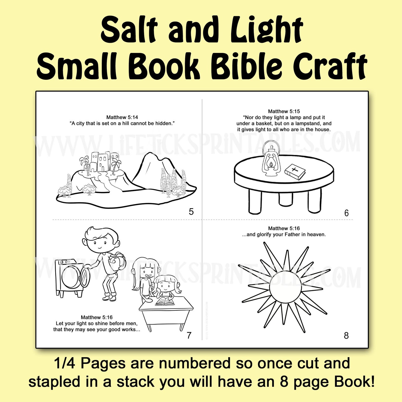 Salt & Light Bible Verse Small Coloring Book Craft: Sunday School ...