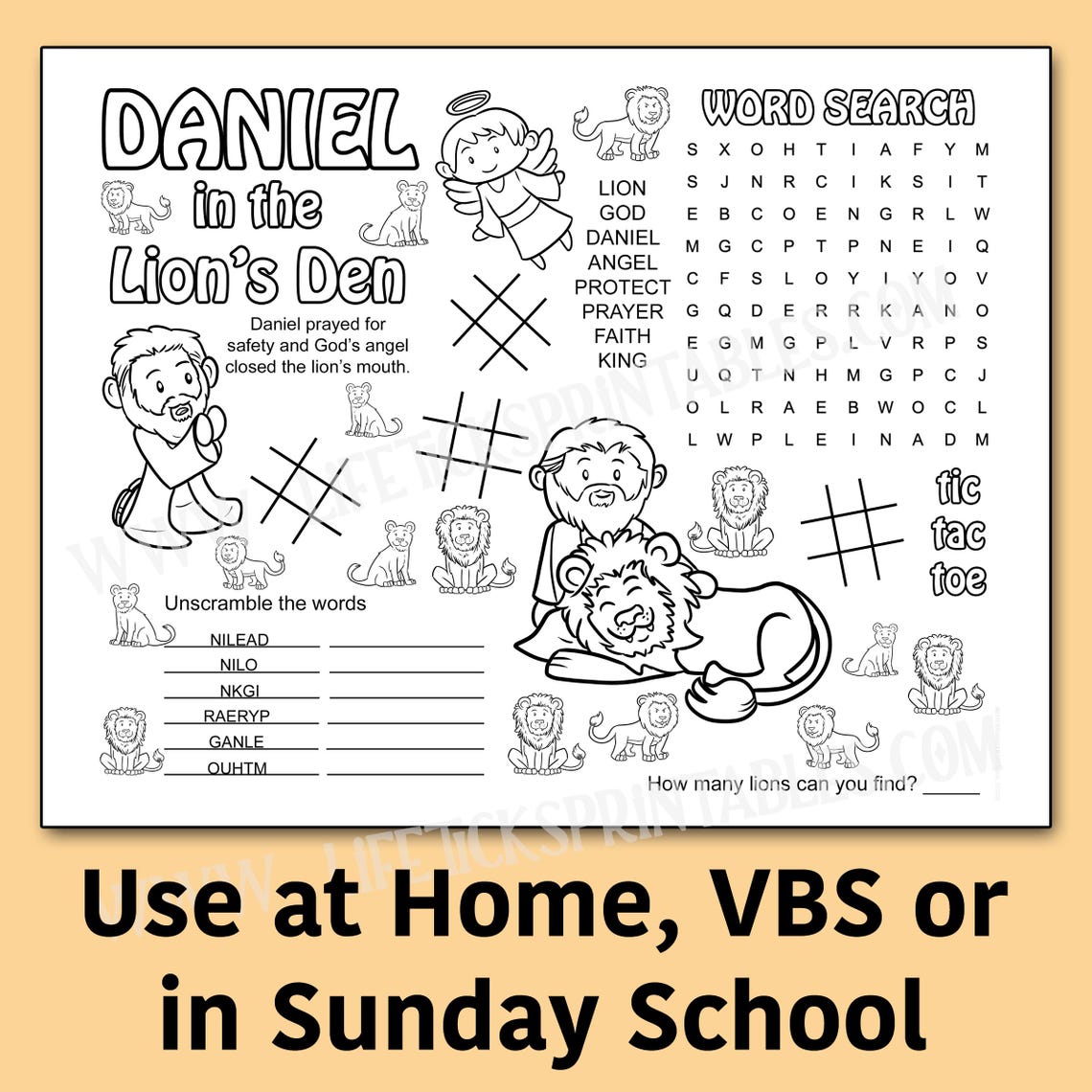 Daniel in the Lion's Den Activity Page: Bible Story Coloring, Maze ...