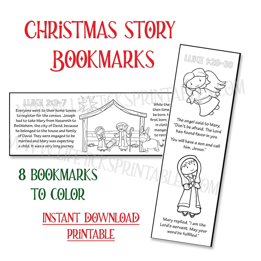 Christmas Story Bookmarks: Bible Verse Coloring Activity (PDF Download ...