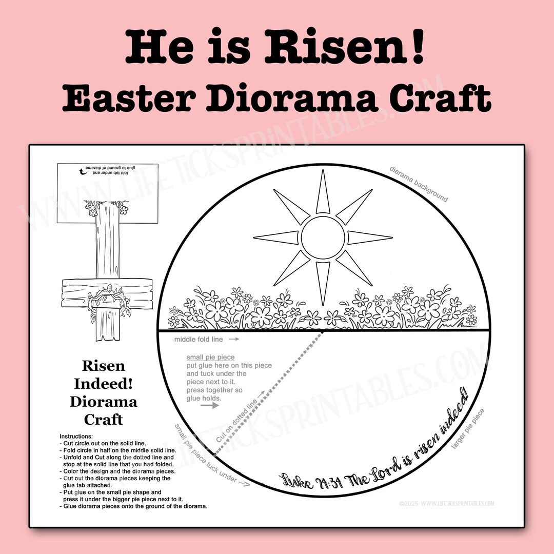 He is Risen! Easter Diorama Craft: Bible Verse Coloring Activity (PDF ...