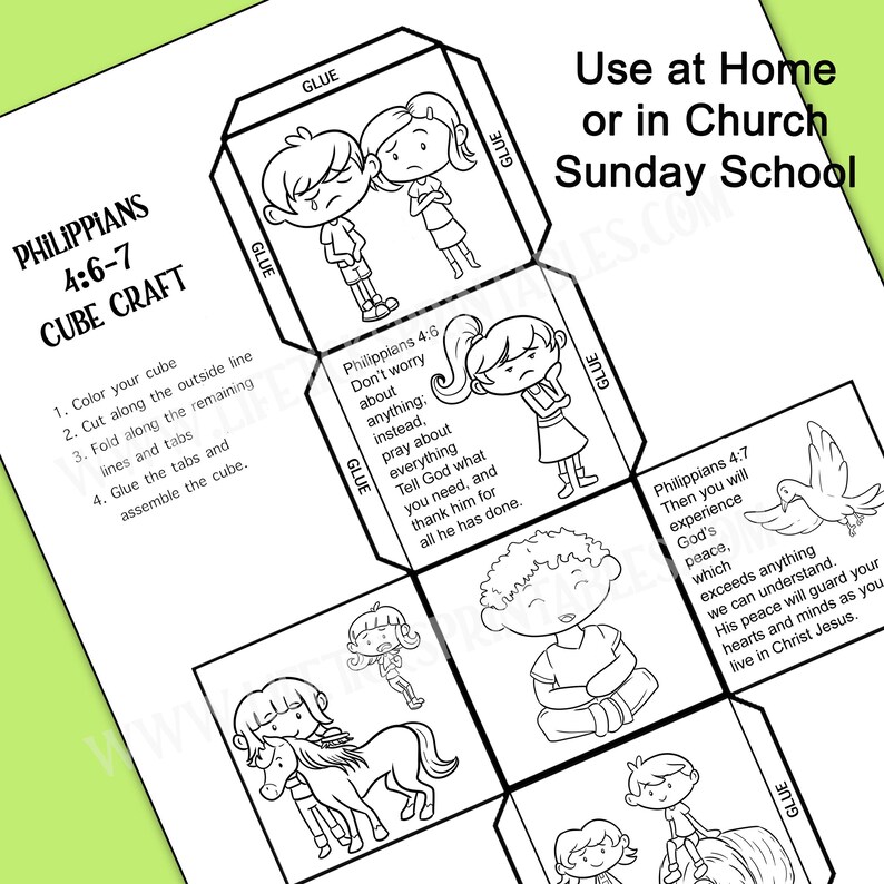 Philippians 4:6-7 Coloring Cube Craft | New Testament Memory Verse ...