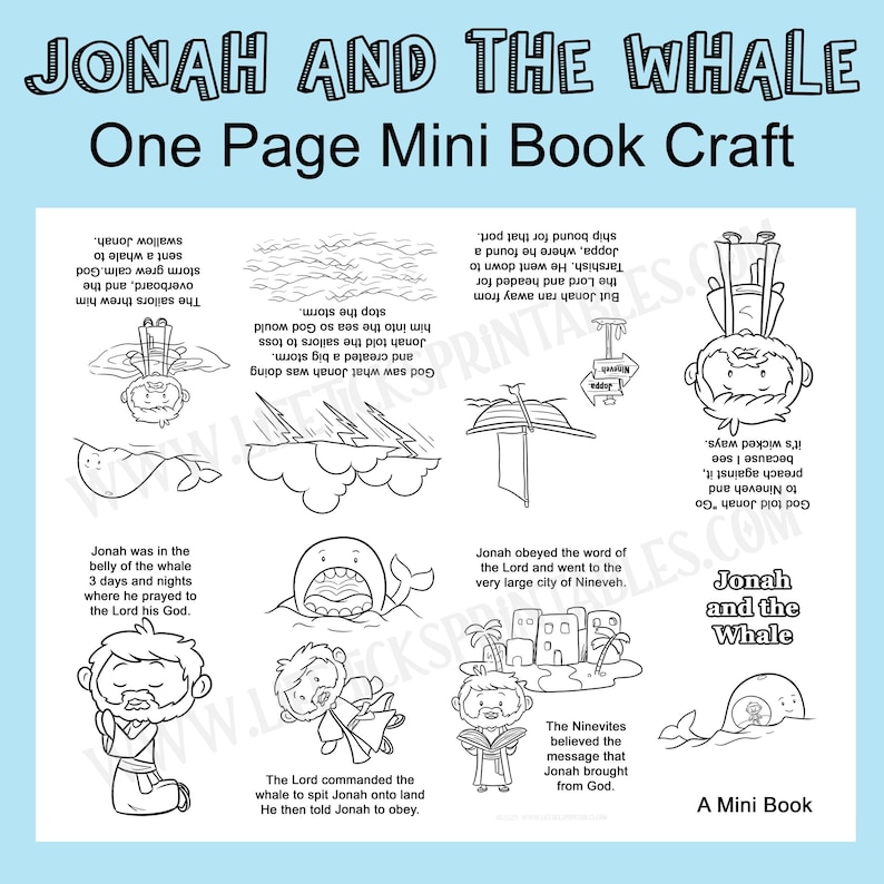 Jonah & the Whale Mini Coloring Book | Bible Memory Verse Craft ...