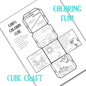 God's Days of Creation Coloring Cube Craft: Sunday School Activity (PDF ...