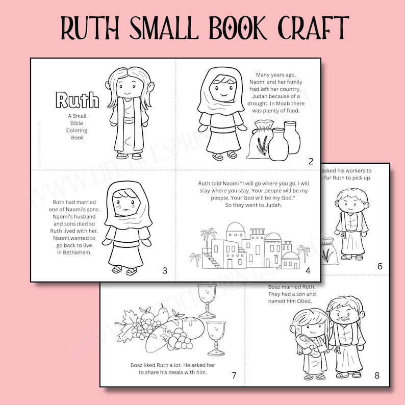 Ruth and Boaz Bible Story: Small Coloring Book Craft (PDF Download) - Etsy