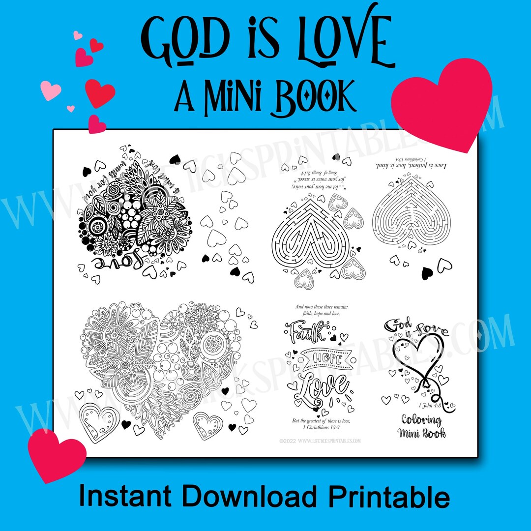 God is Love Mini Coloring Book: Bible Verses Activity (PDF) - Etsy
