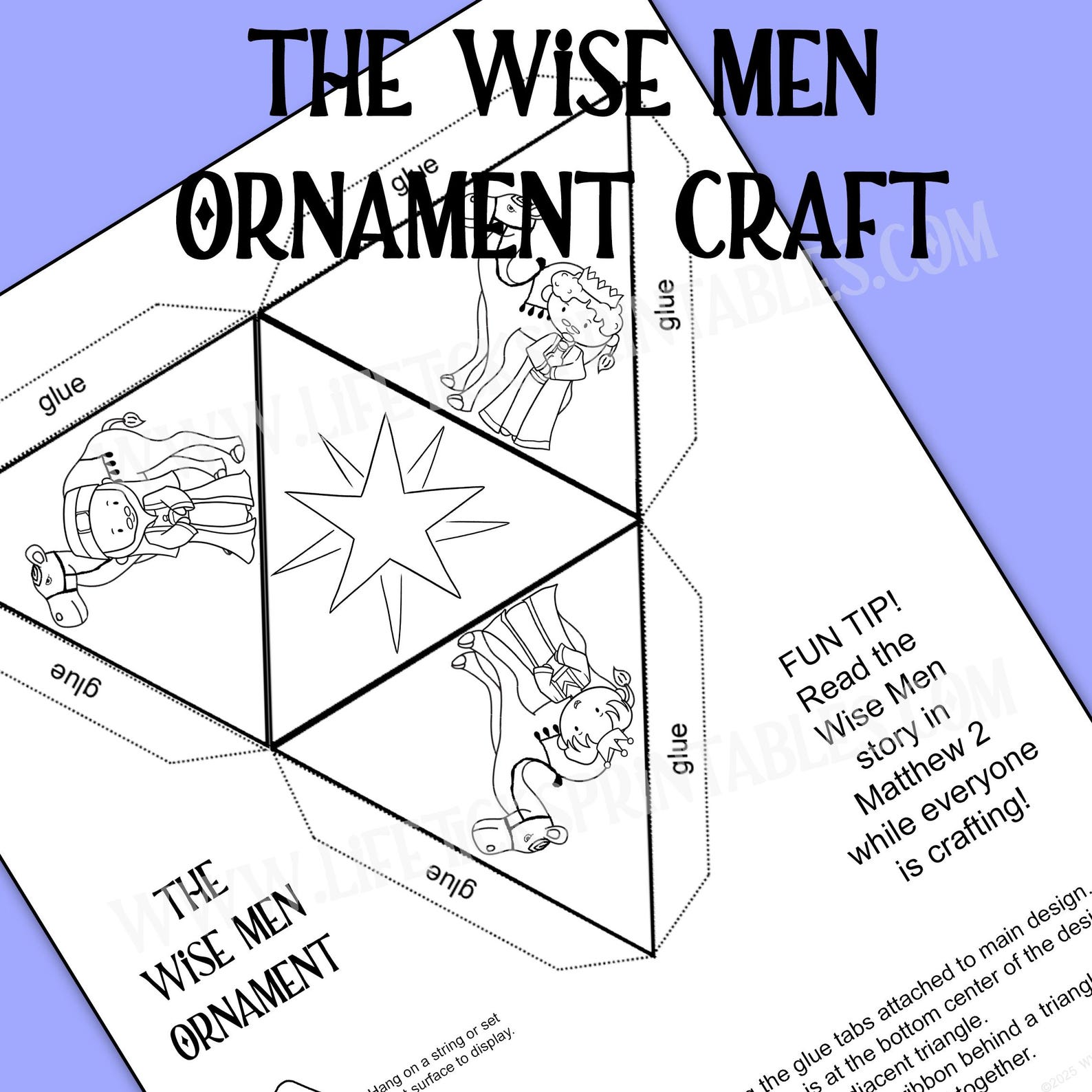 Christmas Wise Men Ornament Craft: Sunday School Coloring Activity (PDF ...