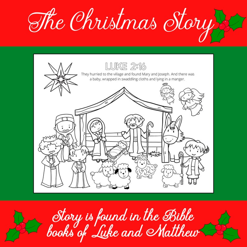 The Christmas Story Coloring Pages | Home & Church Sunday School - Etsy