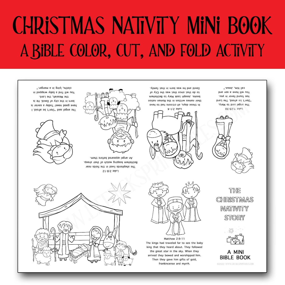 Mini libro para colorear de la historia de la Natividad de Navidad Mini ...