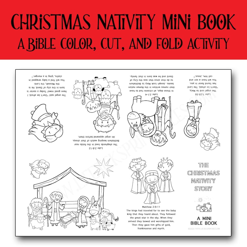 Christmas Nativity Story Mini Coloring Book (PDF Download) - Etsy